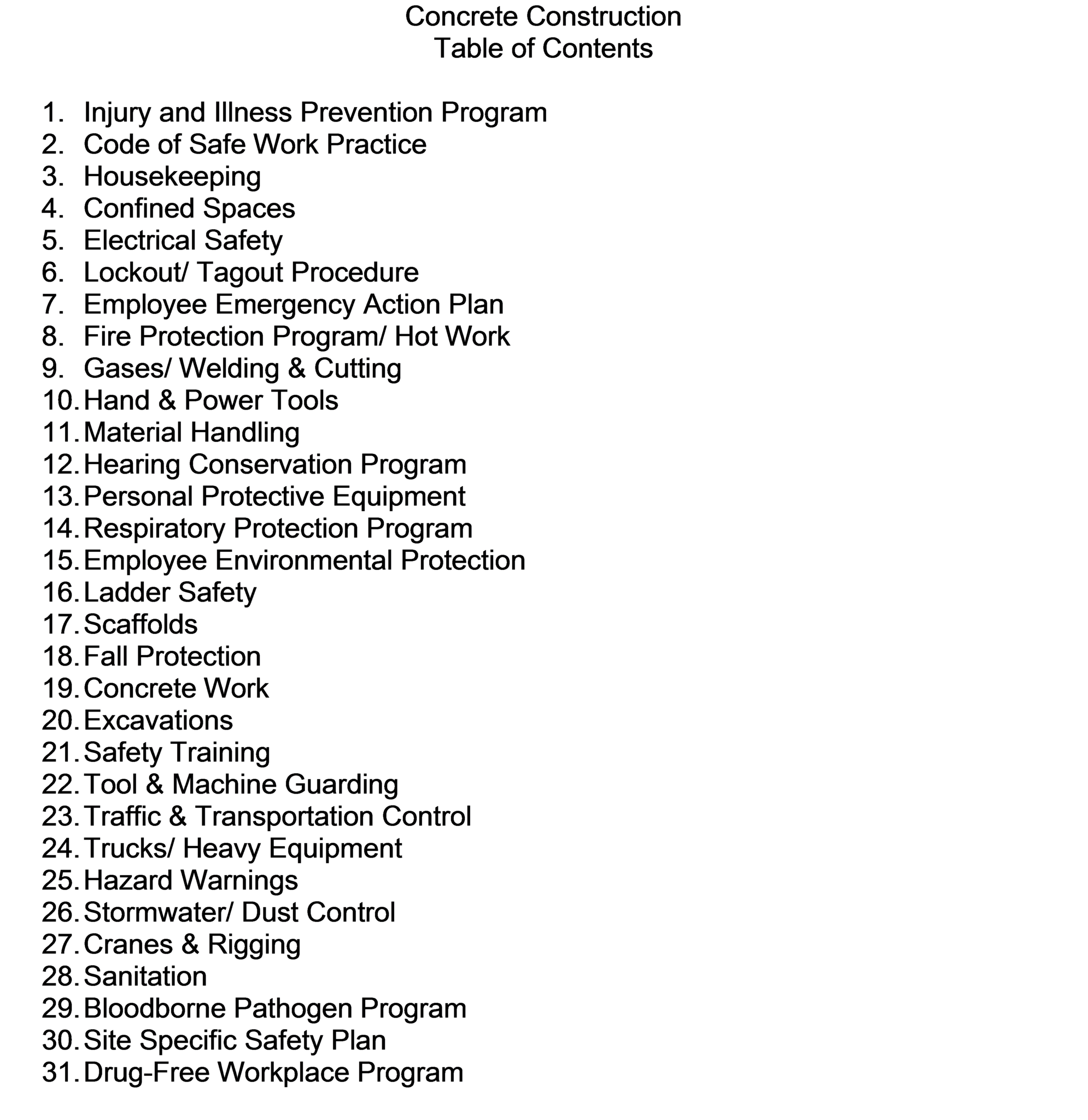 General Contractor - Building Safety Programs – Sunshine Safety Services