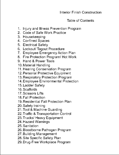 Interior Finish - Construction Safety & Health Program Manual Plan ...