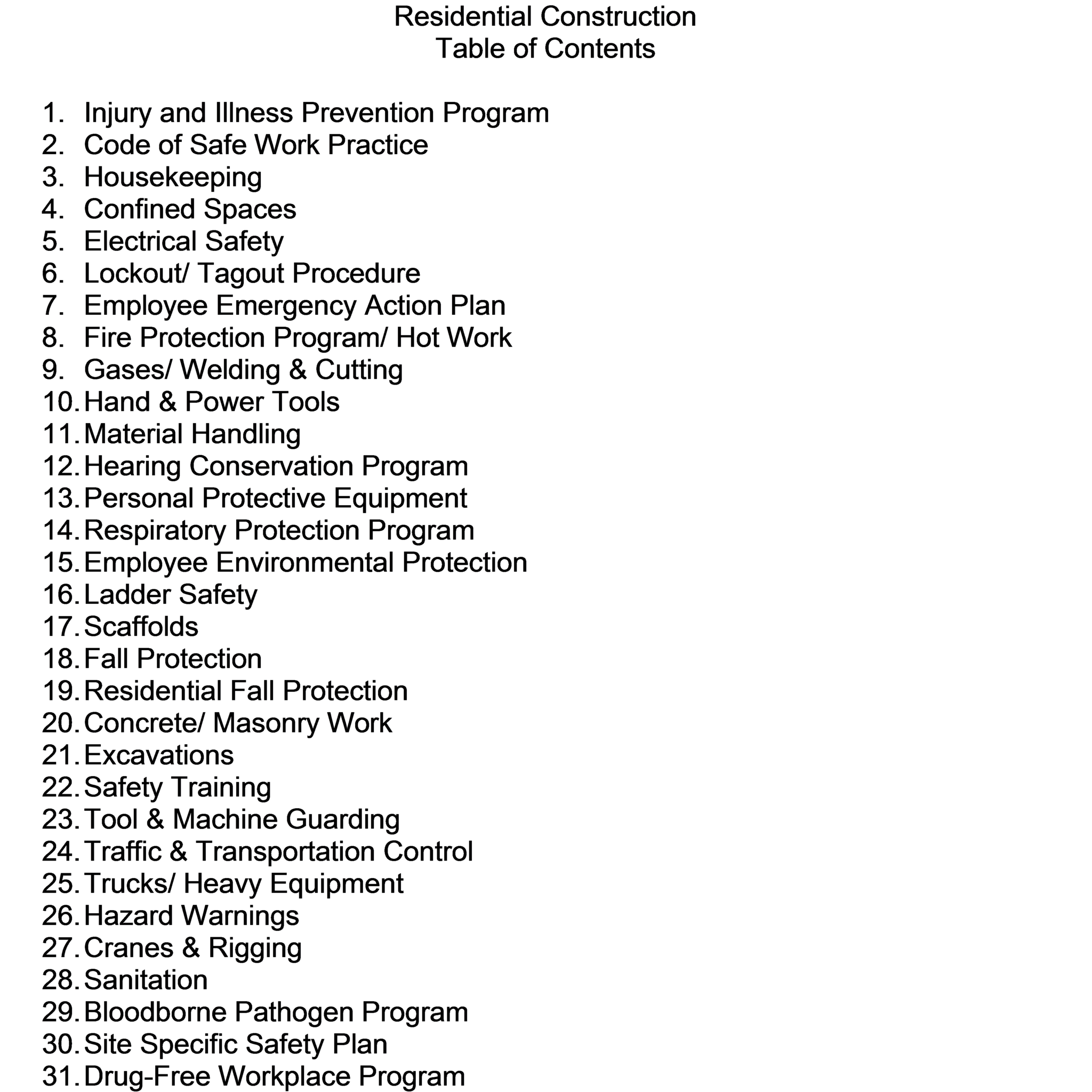 General Contractor - Building Safety Programs – Sunshine Safety Services